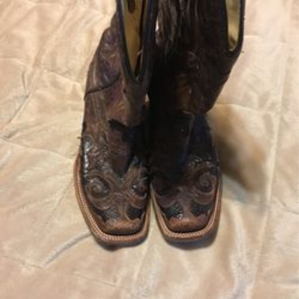 Corral Ladies Chocolate Snake Inlay Brown Square Toe … - Gem